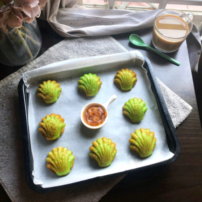Pandan Madeleines Recipe - Baking Made Simple by Bakeomaniac